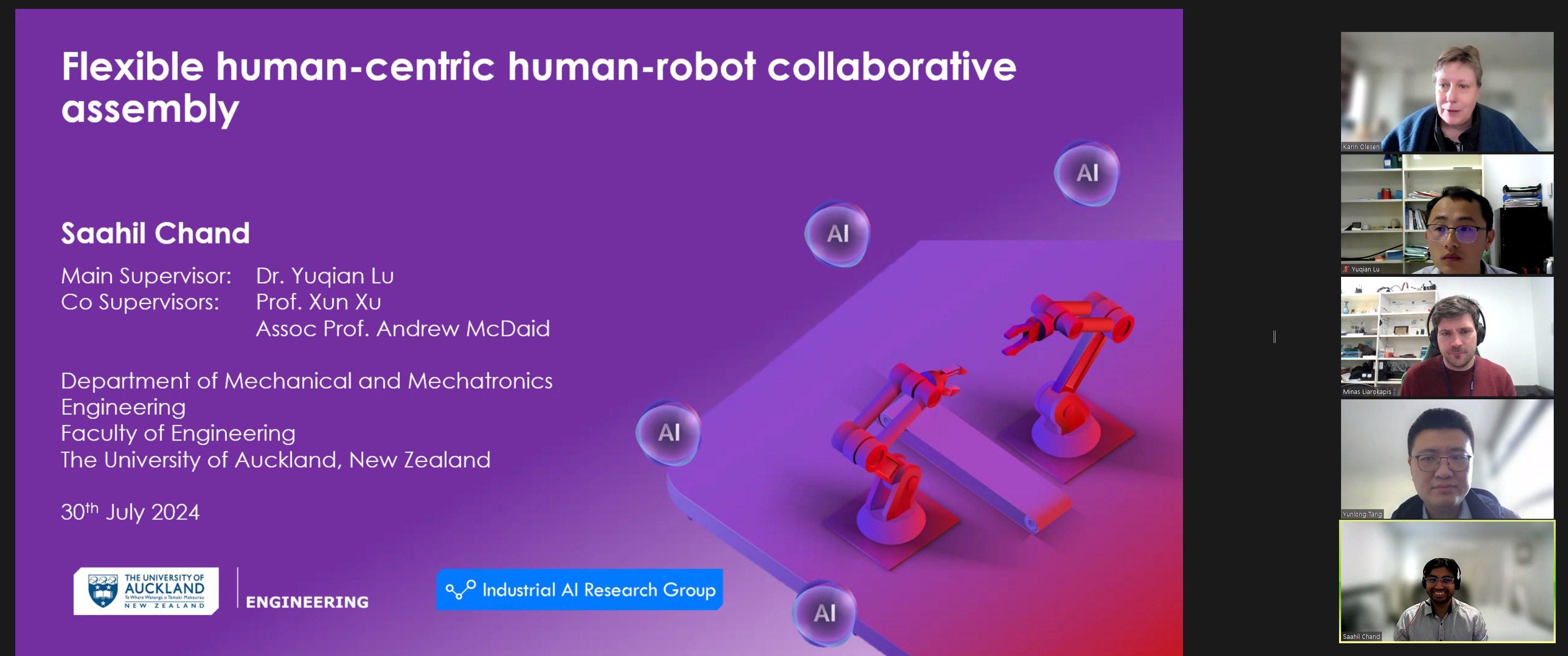 Dr. Saahil Chand - Dean of Graduate Studies List | Industrial AI Group @ UOA