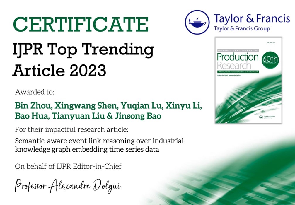 IJPR Top Trending Article on Industrial Knowledge Graph. | Industrial AI Group @ UOA